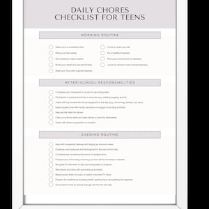 Editable Daily Teen Chore Checklist, Edit in Canva Then Print, Use Over ...