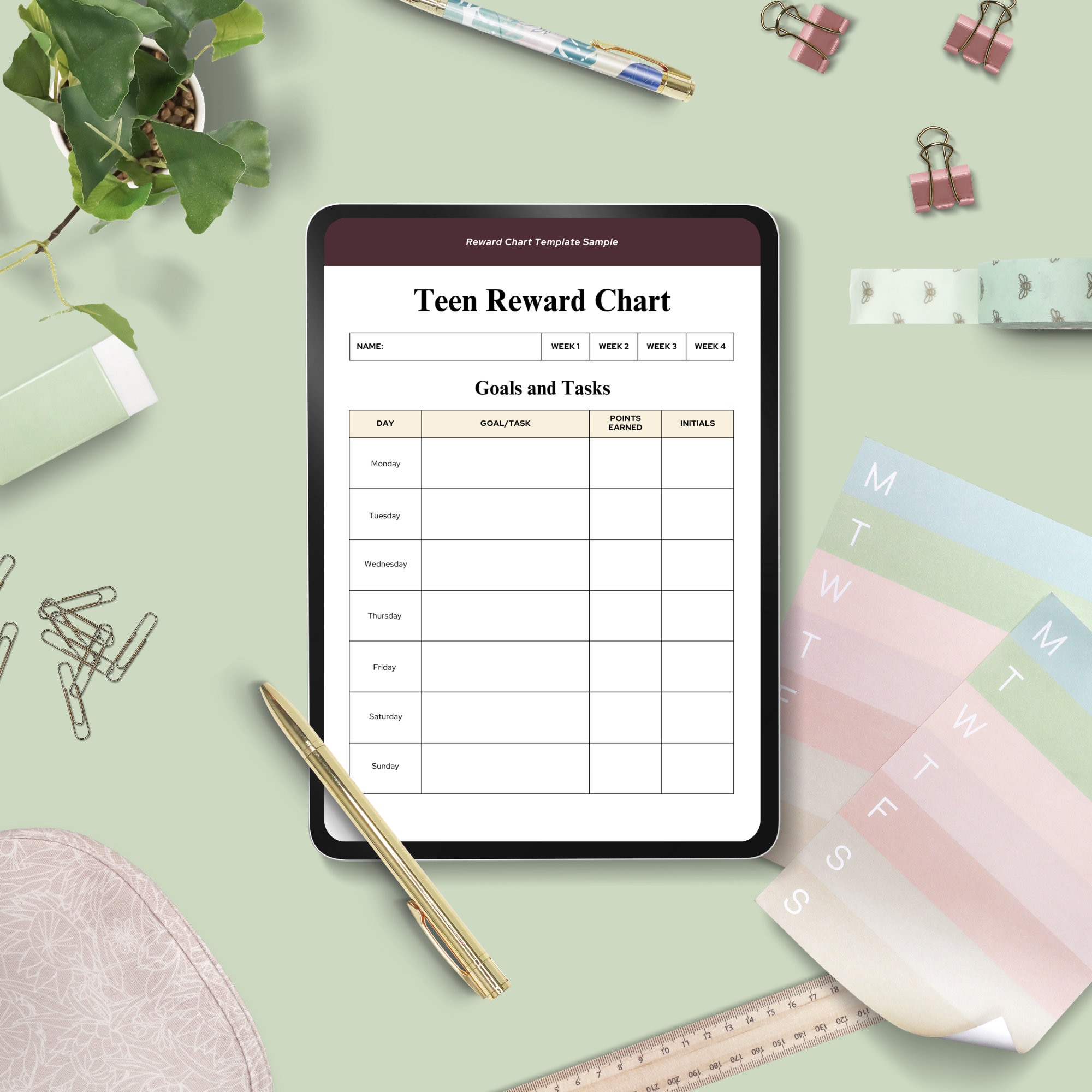Editable Teen Reward Chart Canva Template, Chore Checklist, How to ...
