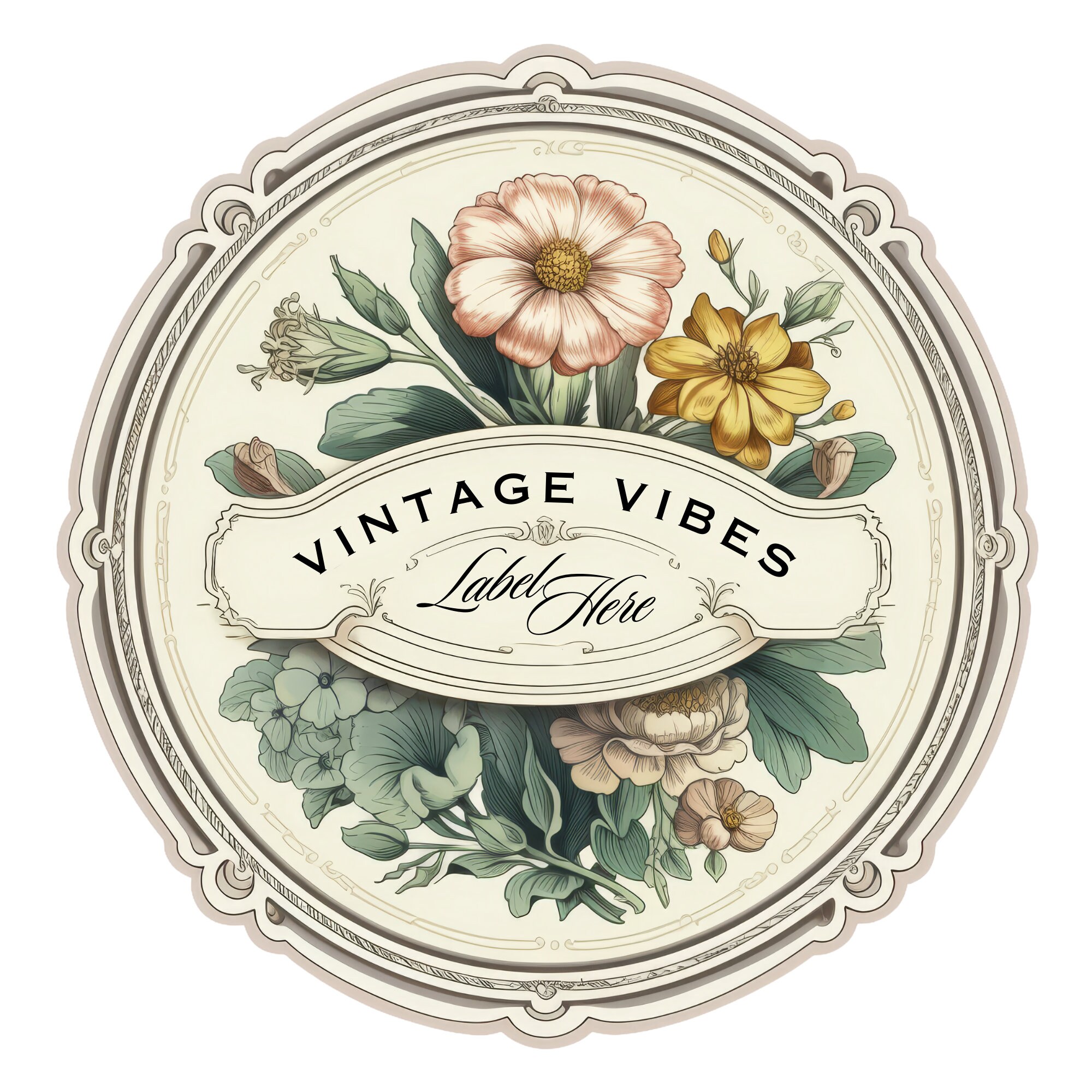 Canva Editable Vintage Label Logos, Floral Logo, Printable, Instant ...