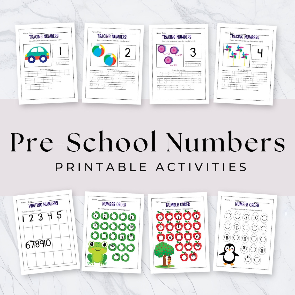 Pre-school Printable Numbers Workbook, Kindergarten Numbers Activities ...
