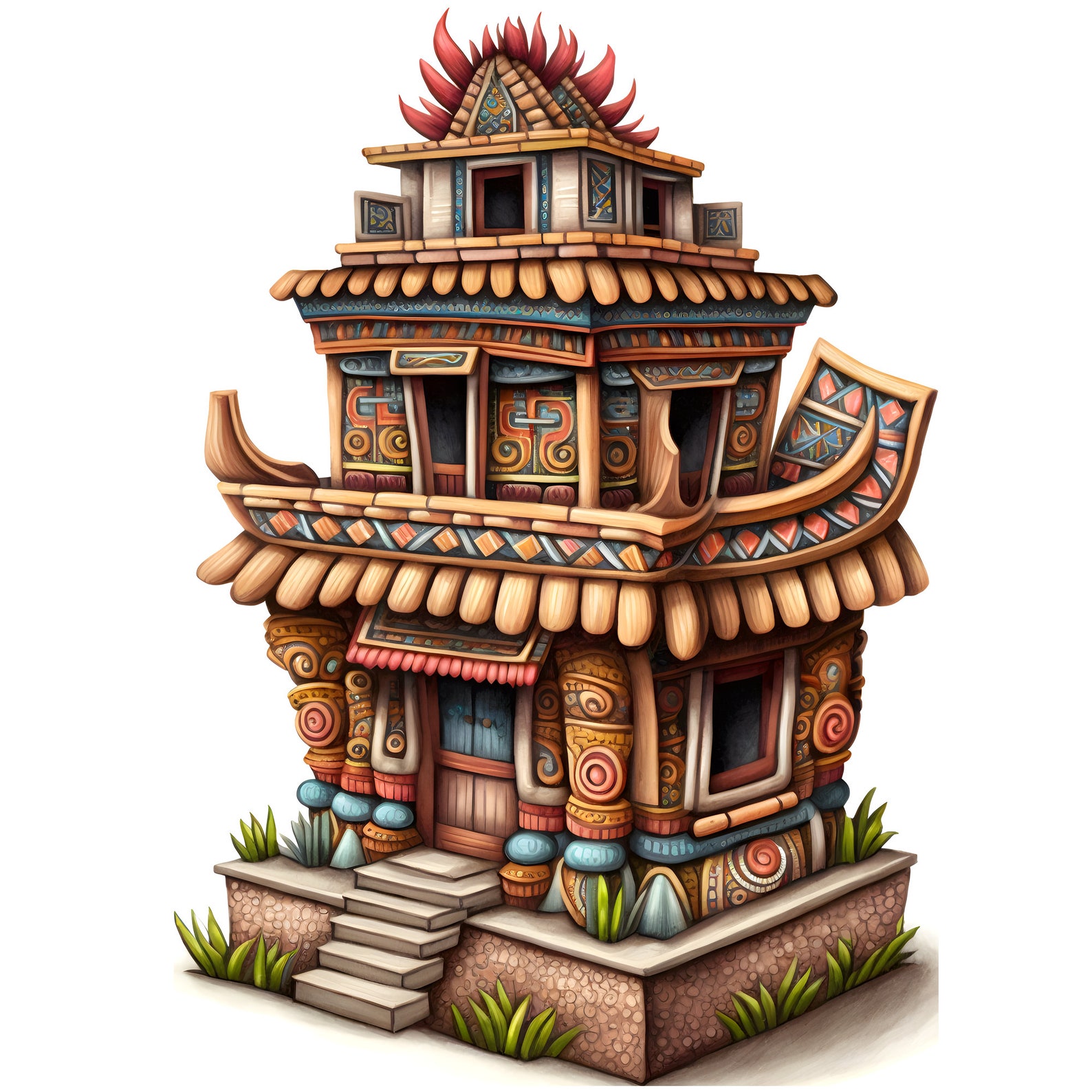 Little Aztec Houses 12 PNG Clipart Bundle Little House PNG House PNG ...