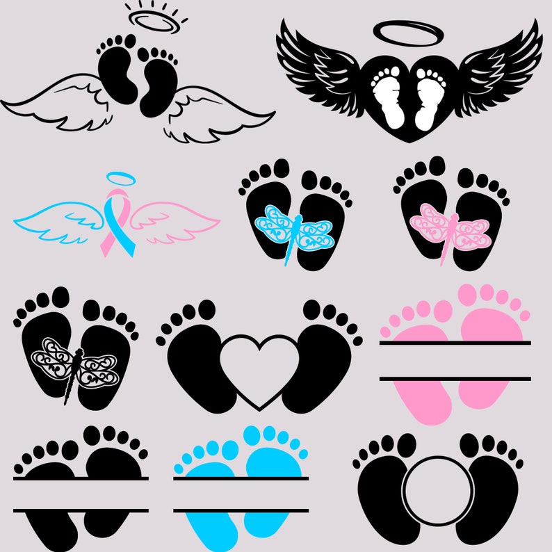 Baby Footprint SVG Bundle, Baby Feet SVG, Baby Shower Decor, New Baby ...
