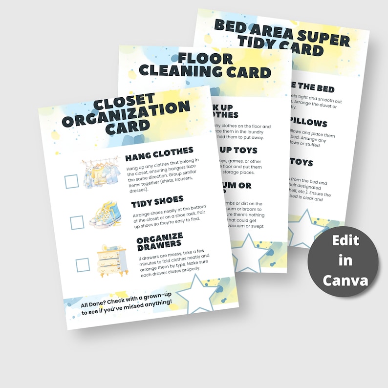 Editable Kids Room Cleaning Chore Checklist, Edit in Canva Then Print ...