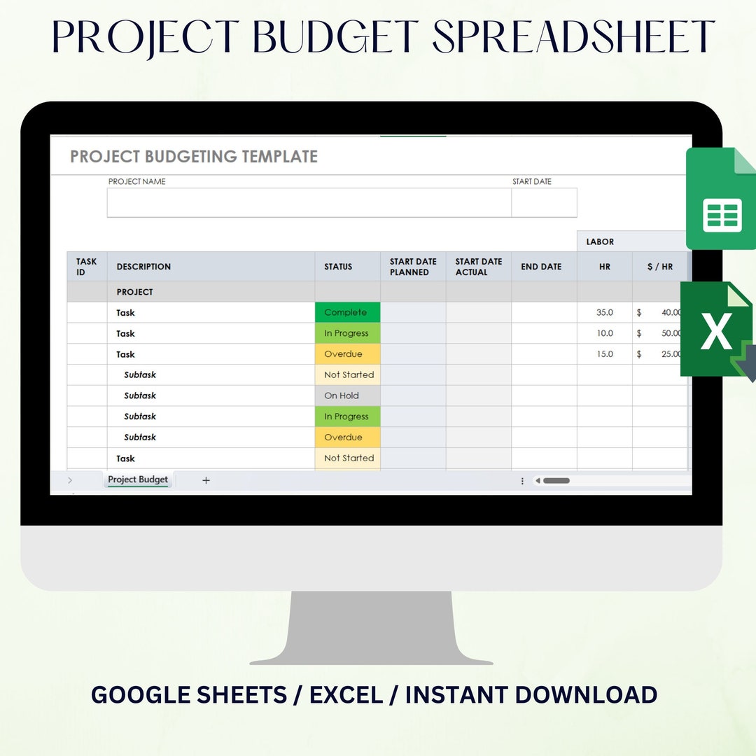 Simple Project Budgeting Spreadsheet Template Excel Google Sheets ...
