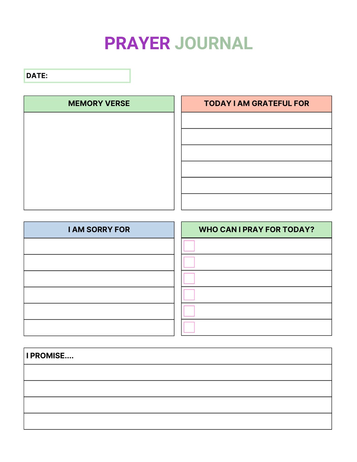 Printable Kids Prayer Journal, Instant Download, Christianity, Catholic ...