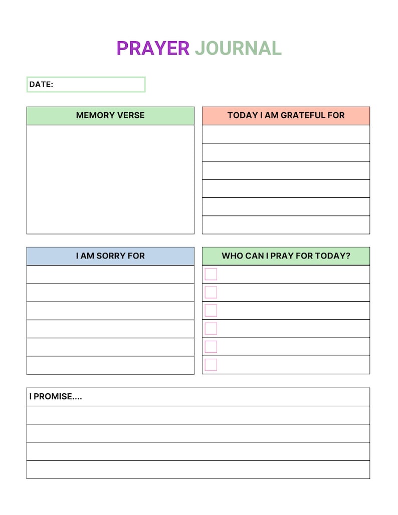 Printable Kids Prayer Journal, Instant Download, Christianity, Catholic ...