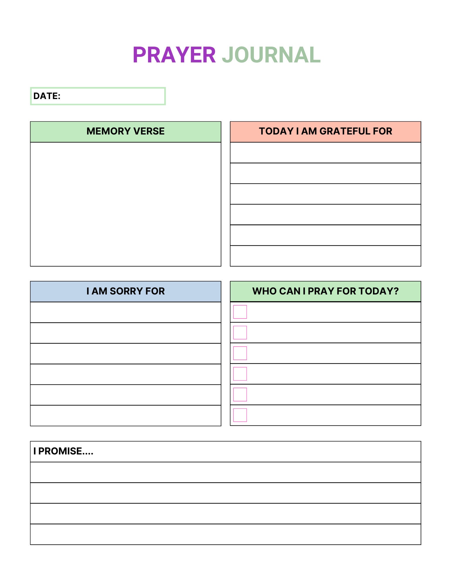 Printable Kids Prayer Journal, Instant Download, Christianity, Catholic ...