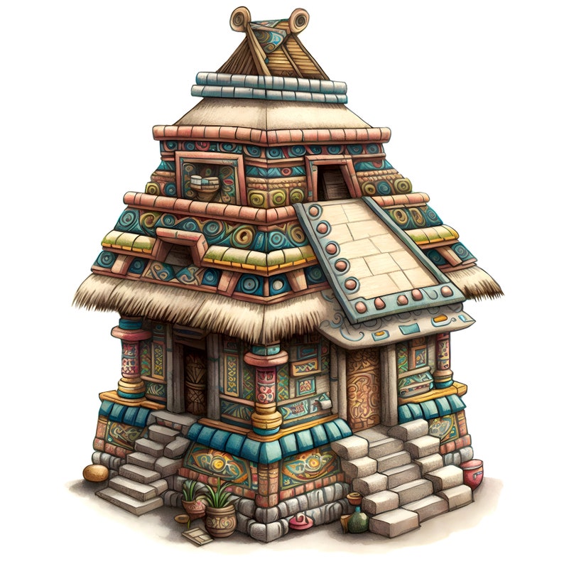 Little Aztec Houses 12 PNG Clipart Bundle Little House PNG House PNG ...