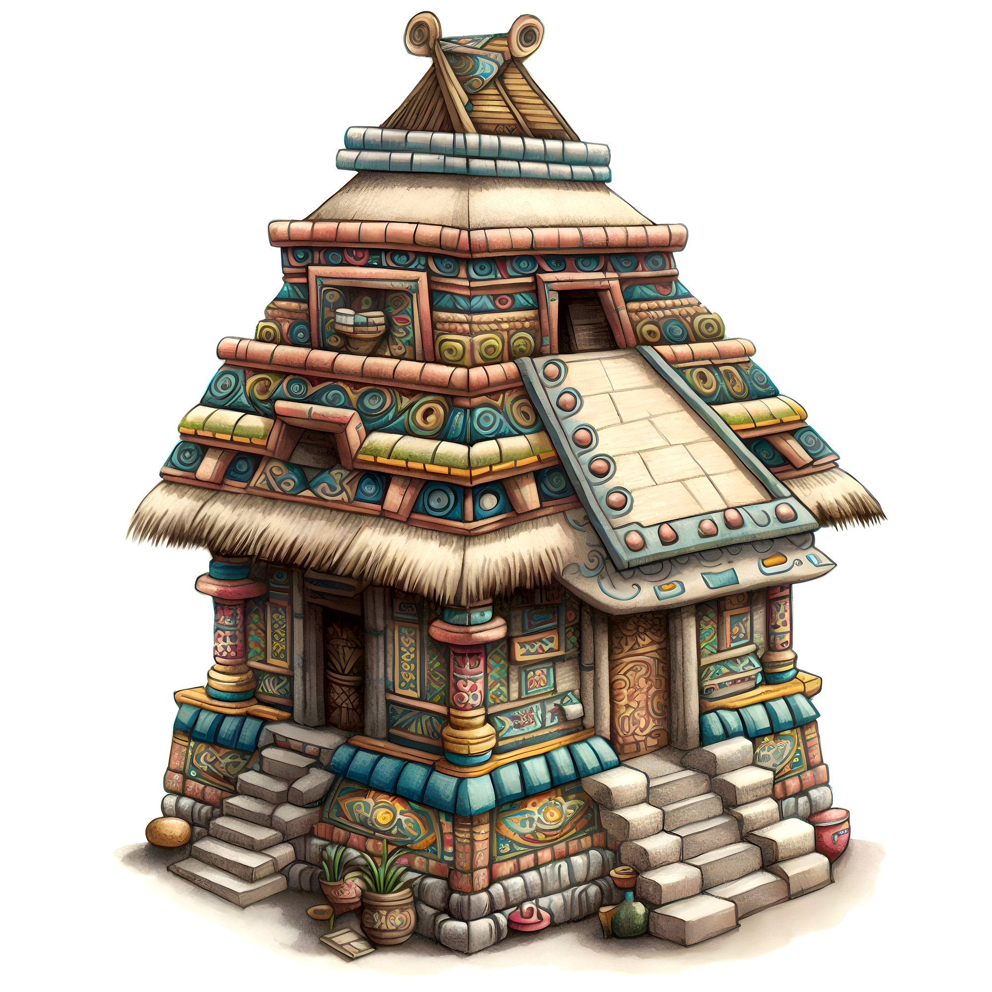 Little Aztec Houses 12 PNG Clipart Bundle Little House PNG House PNG ...