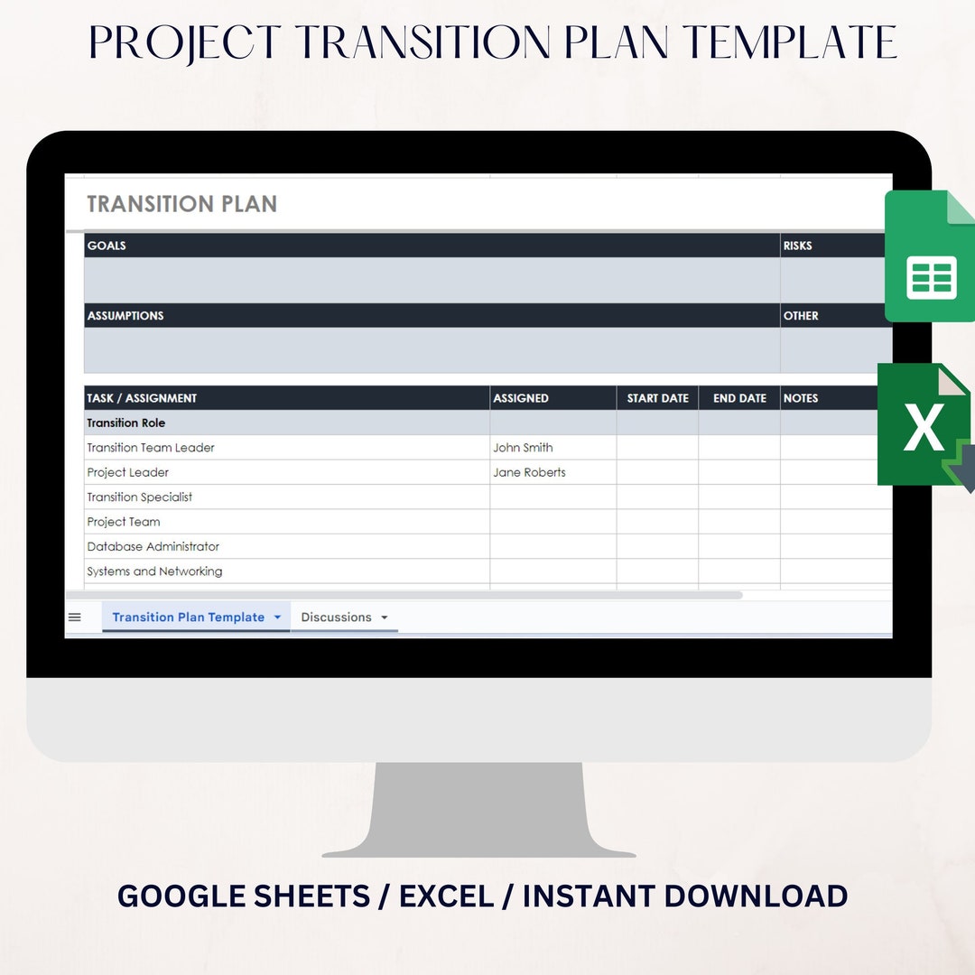 Project Transition Google Sheets Plan Template, Project Management ...