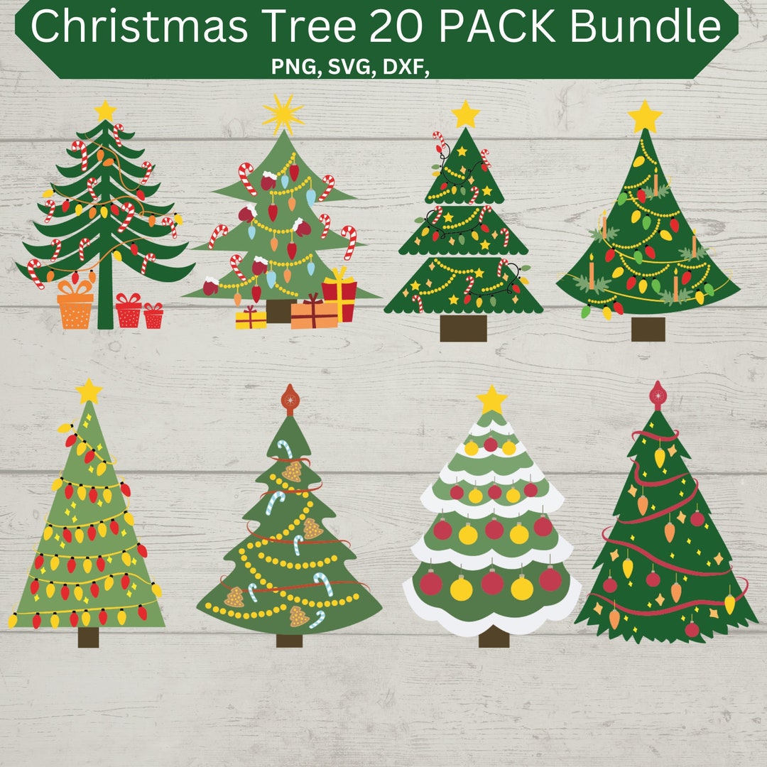 Christmas Tree SVG Bundle: 20 Xmas Tree PNG for Beautiful Christmas ...
