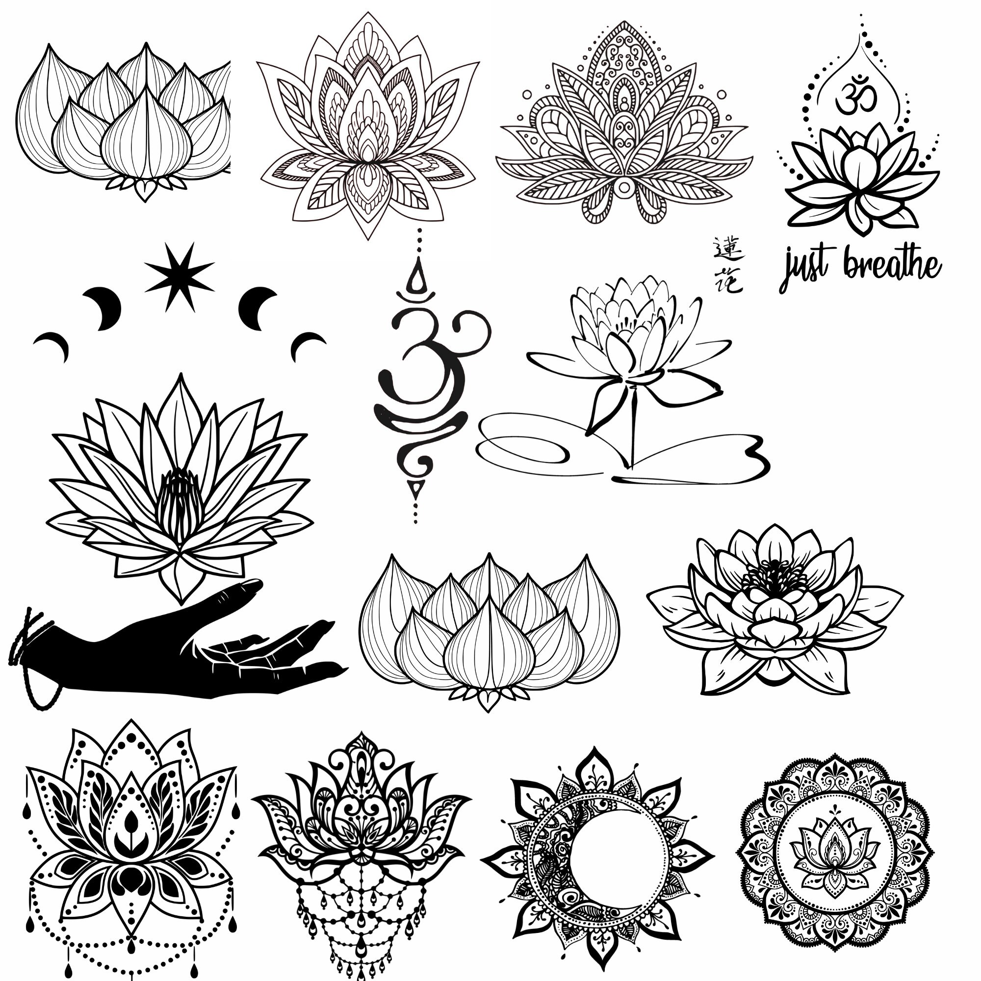 Lotus Flower SVG Bundle, Lotus Clipart, Hinduism Svg, Lotus Cut Files ...