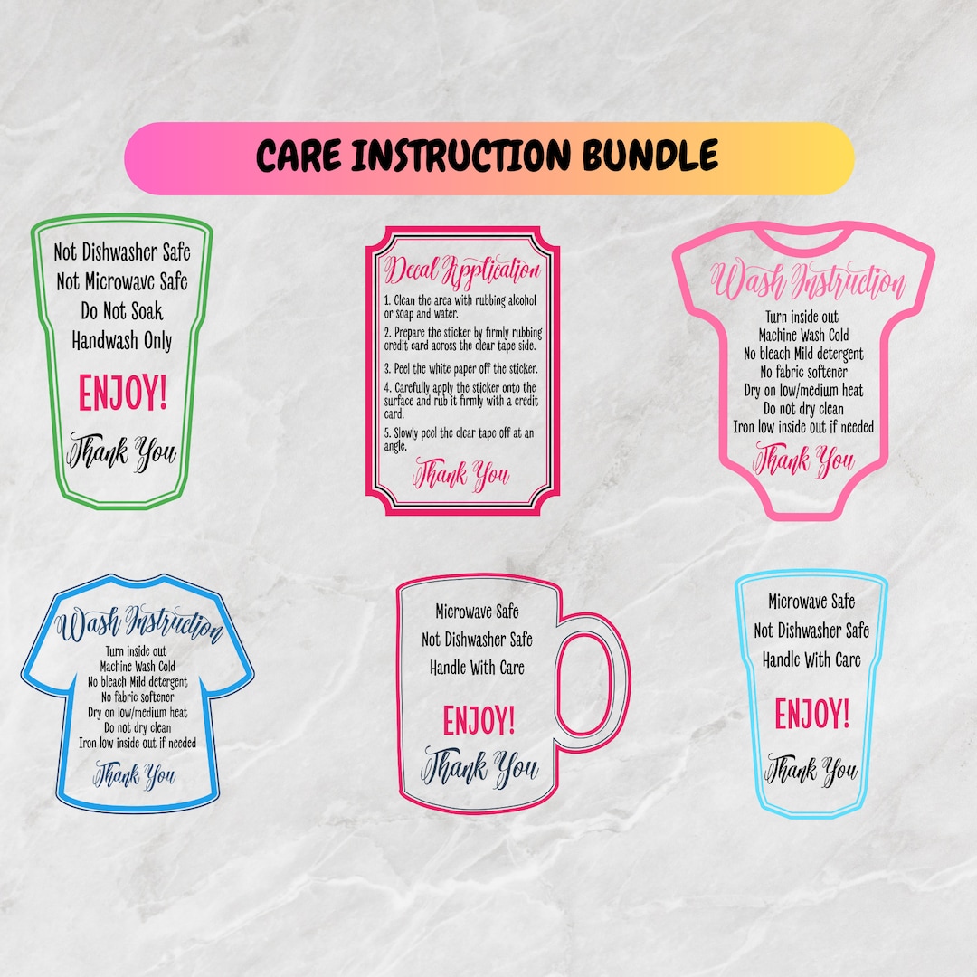 Washing Instructions | Mug Care Svg | Care Card Instructions | Care ...