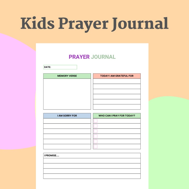 Printable Kids Prayer Journal, Instant Download, Christianity, Catholic ...