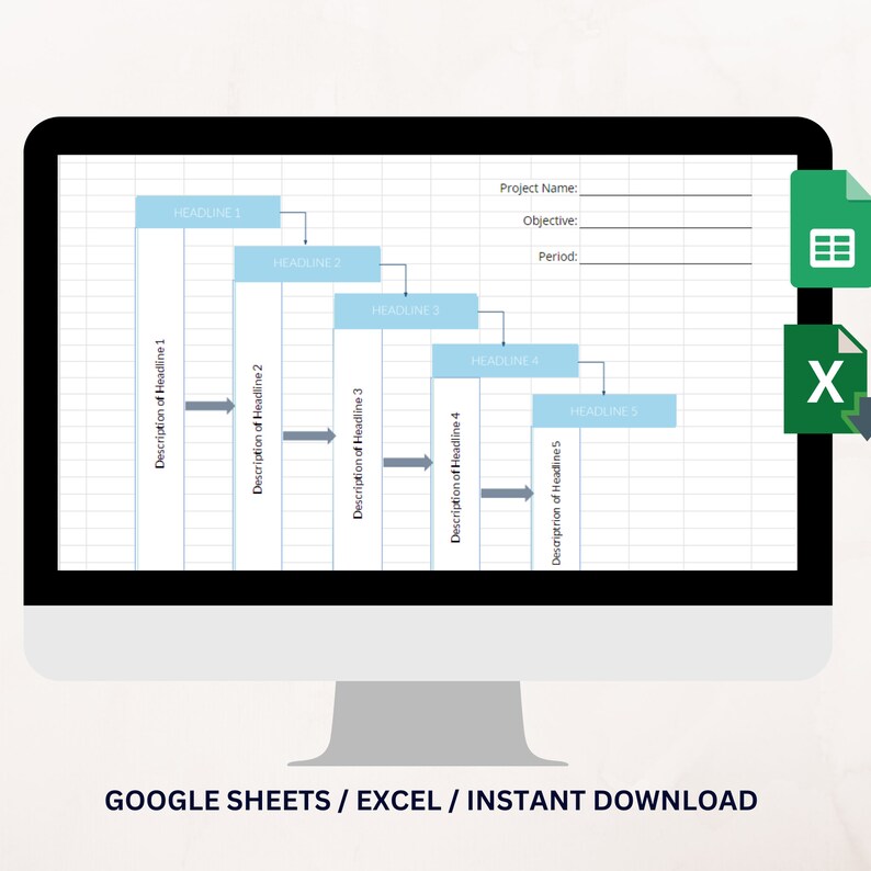 Simple Editable Yearly Project Management Gantt Chart, Google Sheets ...