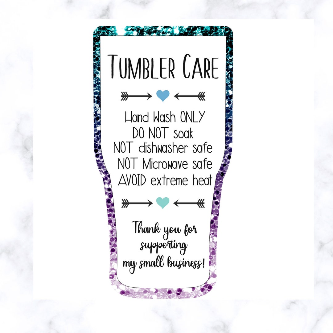 Tumbler Instructions SVG, Care Card PNG - Tumbler Care Instructions ...