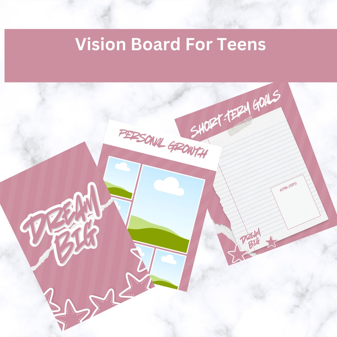 Editable Vision Board for Teens, Edit in Canva Then Print, Use Over and ...