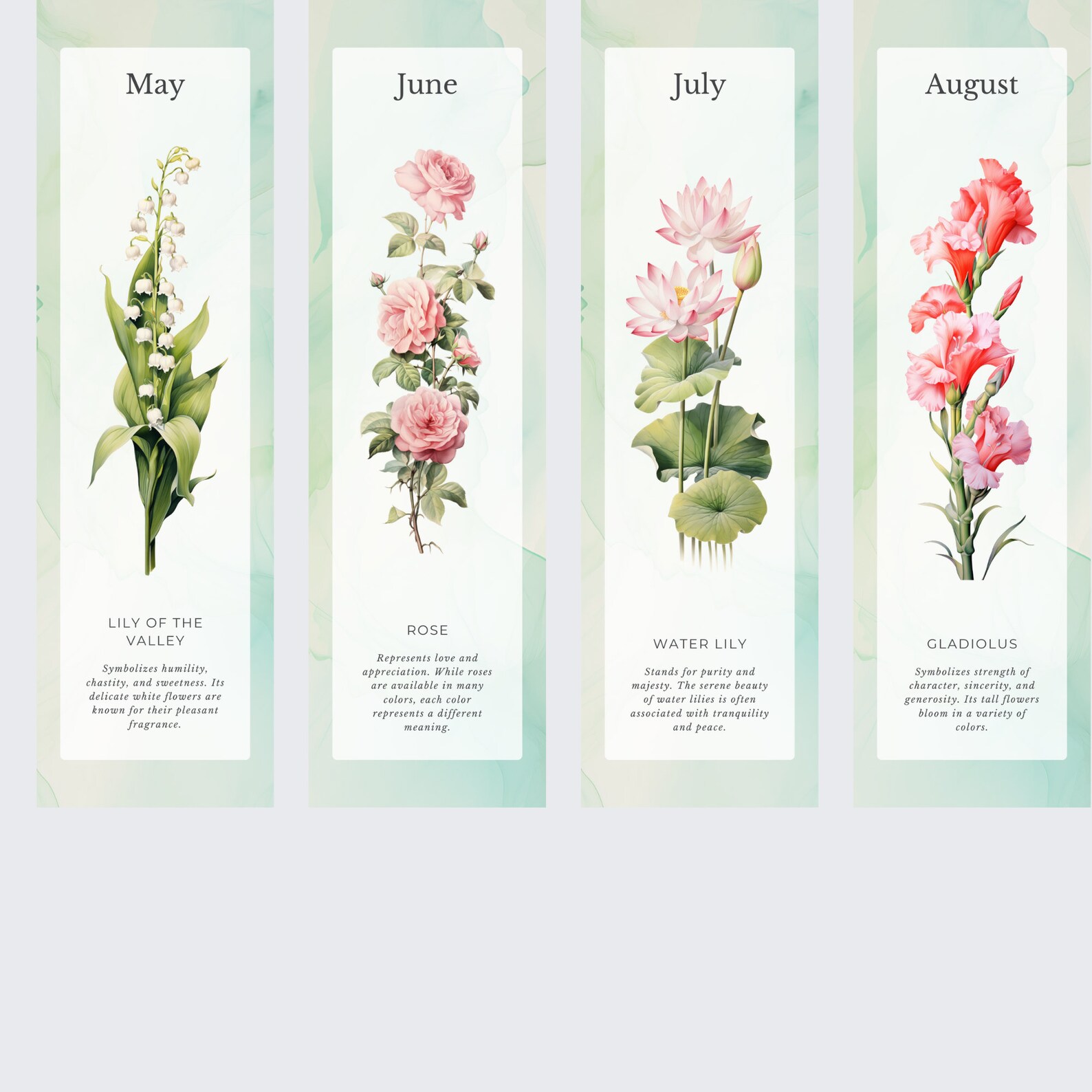 Printable Birth Flower Bookmarks, Edit in Canva, Instant Digital ...