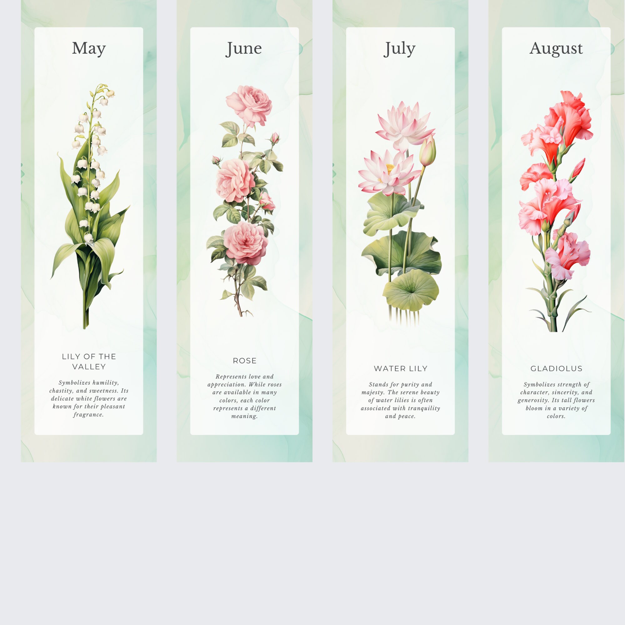 Printable Birth Flower Bookmarks, Edit in Canva, Instant Digital ...