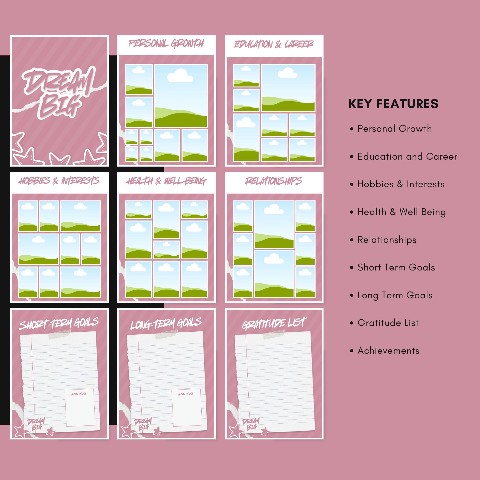 Editable Vision Board for Teens, Edit in Canva Then Print, Use Over and ...