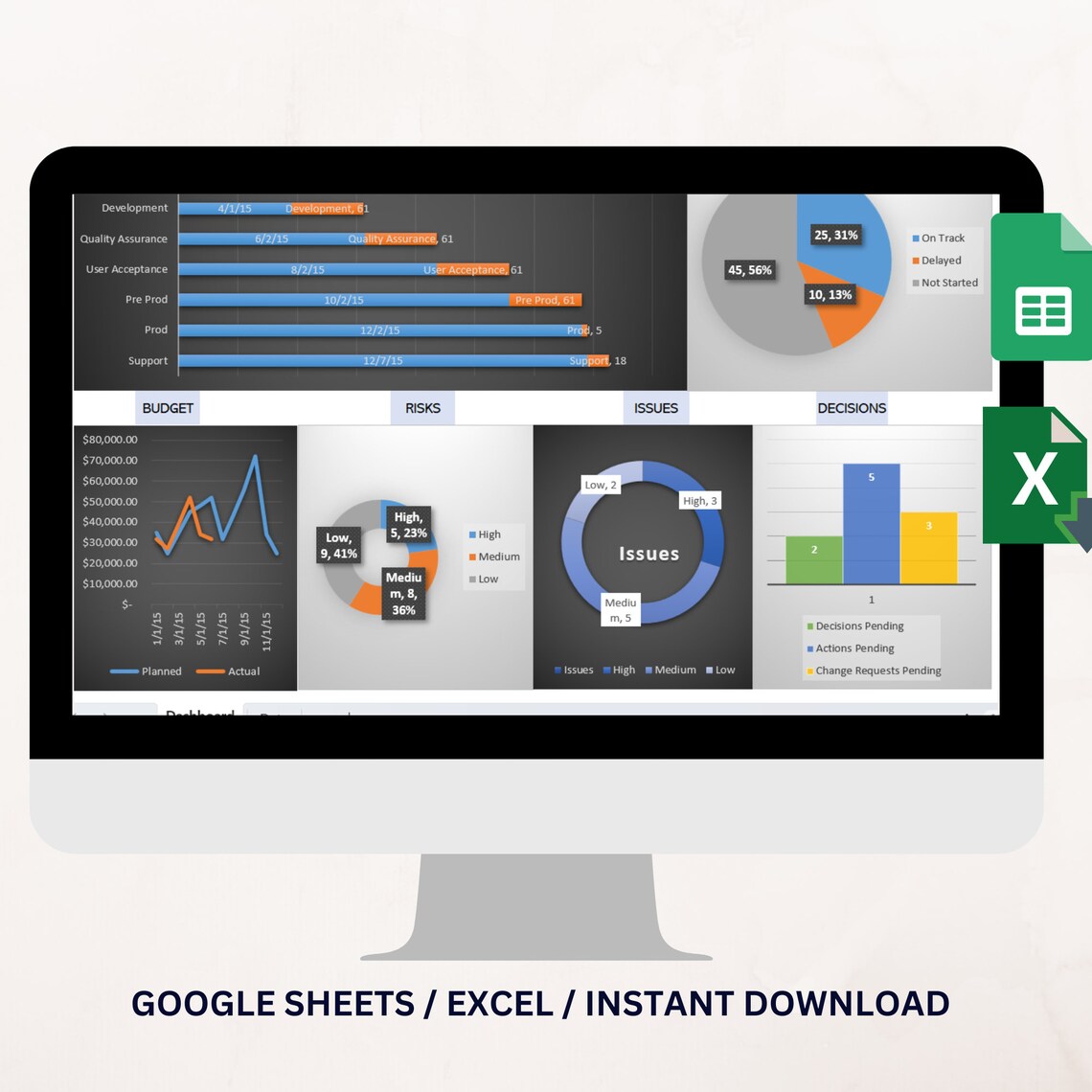 Simple Project Management Spreadsheet Simple, Excel Dashboard, Task Tracker, Project Tracker ...