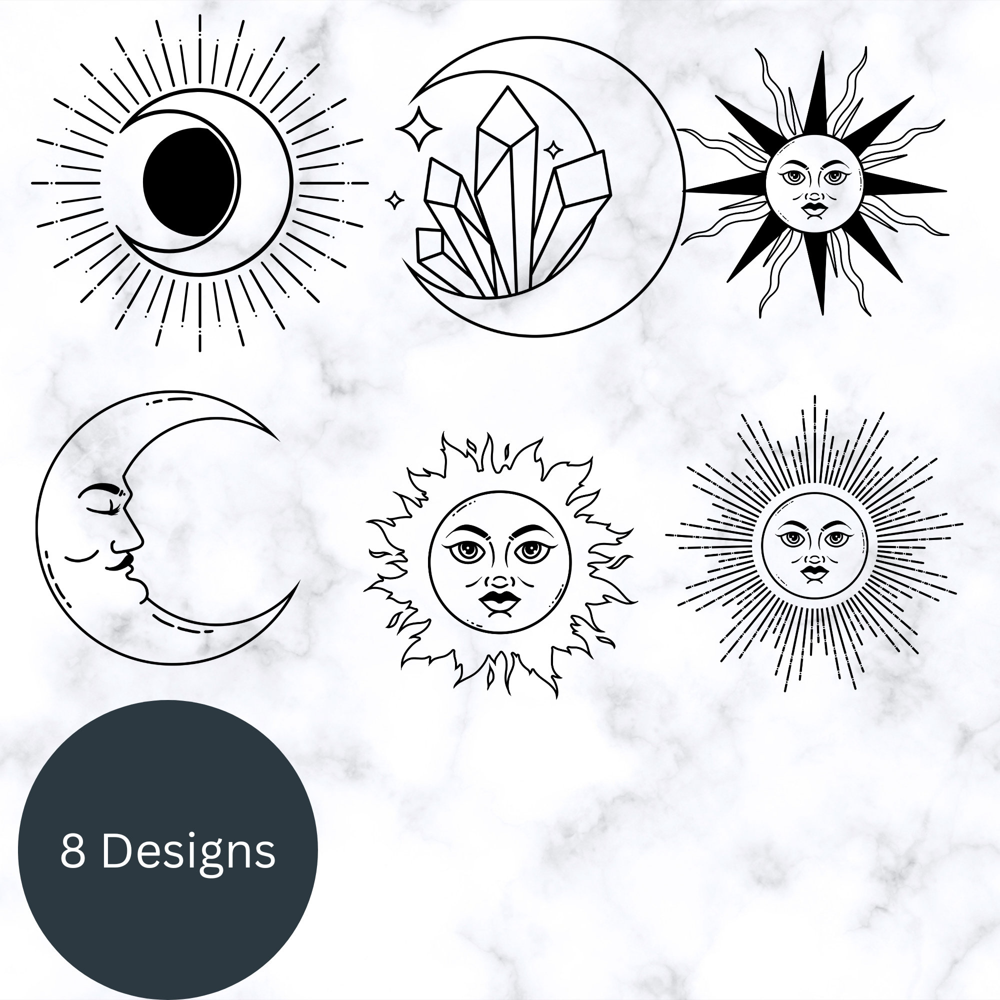 Moon and Sun SVG Bundle, Celestial SVG Designs, Magic Moon, Mystical ...