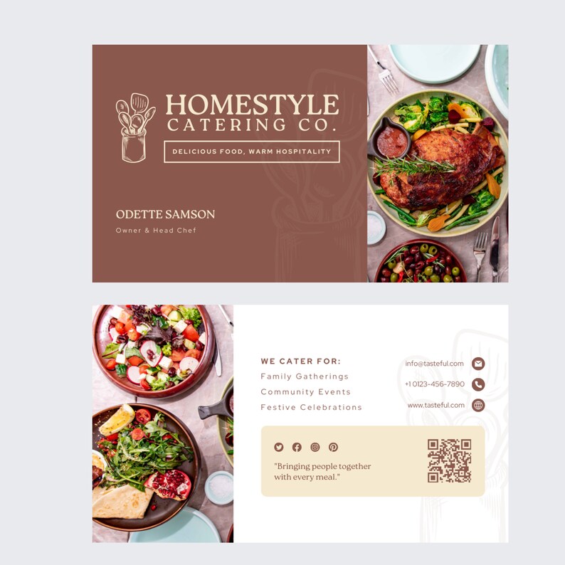 Editable Catering Business Cards, Premade Business Cards, Printable ...