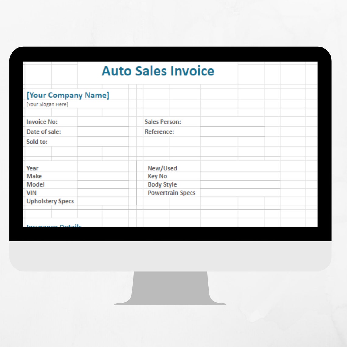Auto Sales Template, Car Sales Invoice, Auto Invoice Template ...