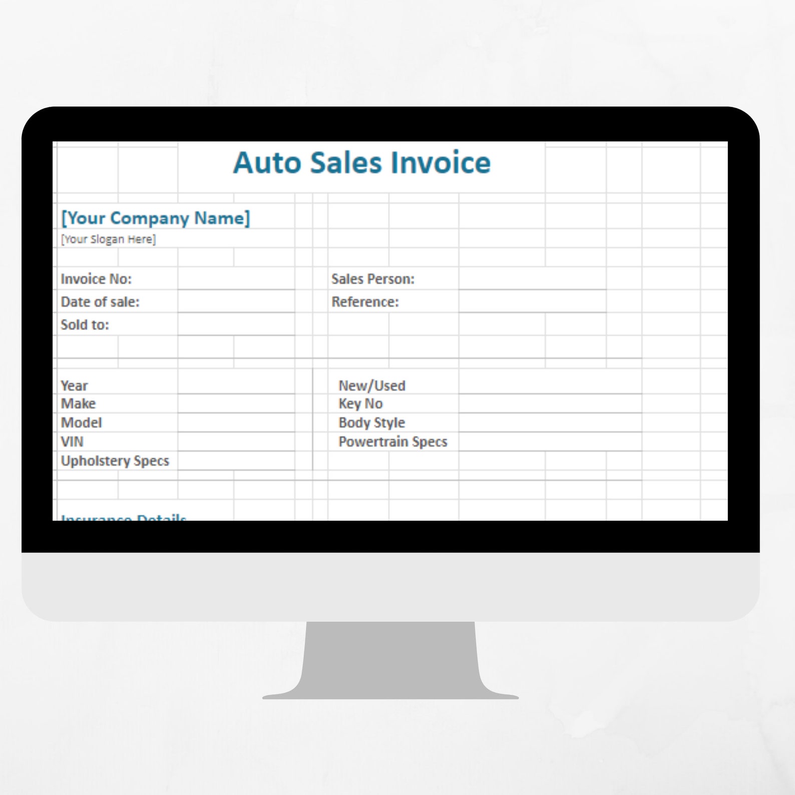 Auto Sales Template, Car Sales Invoice, Auto Invoice Template ...