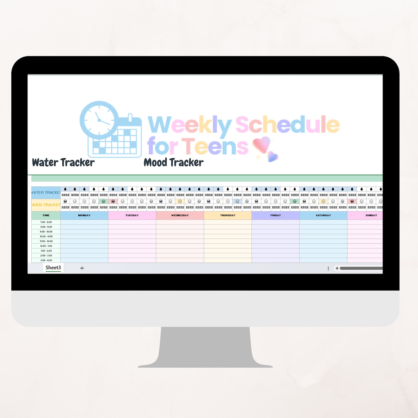 Editable Weekly Teen Schedule, Chore Checklist, Edit in Excel Then ...