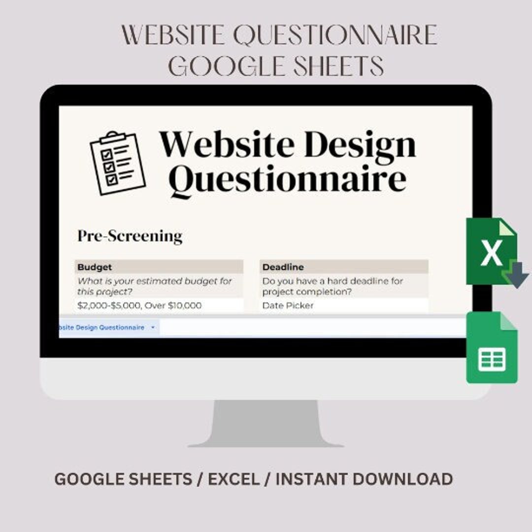 Website Design Questionnaire Template Google Spreadsheet Excel File ...