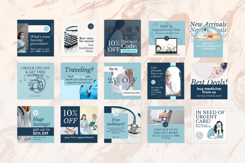 50 Health Care Editable Social Media Posts Medical Instagram Templates ...