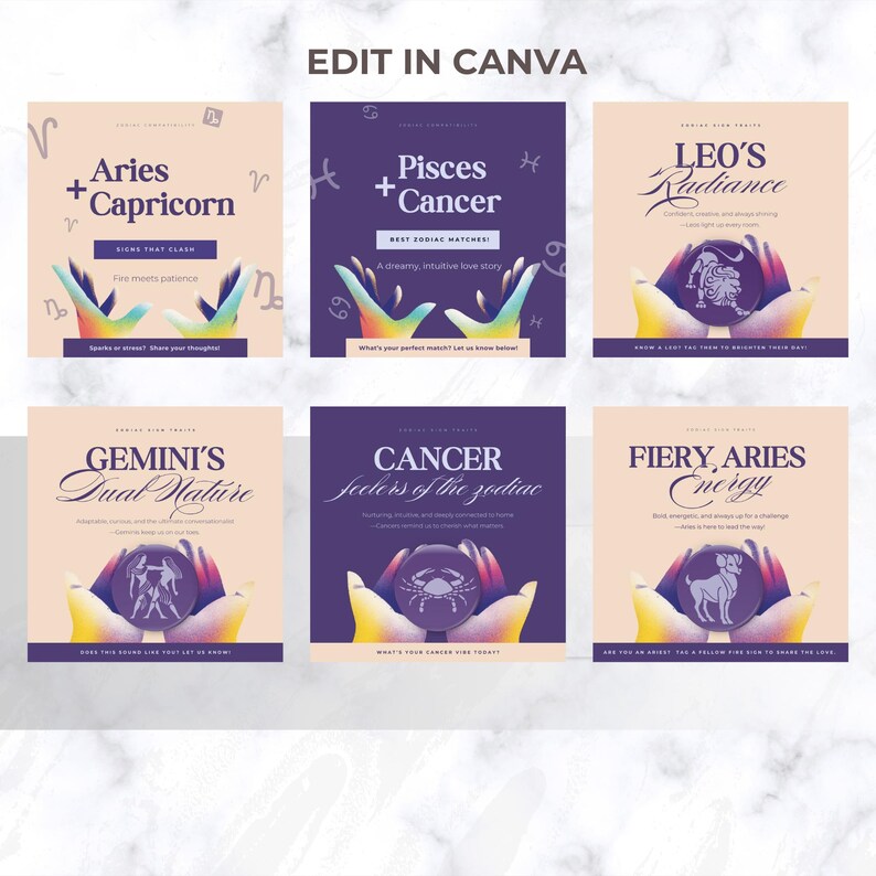 Astrology Social Media Templates Edit in Canva Instant Digital Download ...