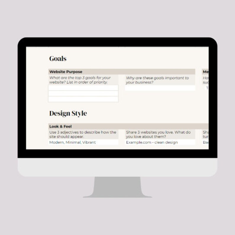 Website Design Questionnaire Template Google Spreadsheet Excel File ...