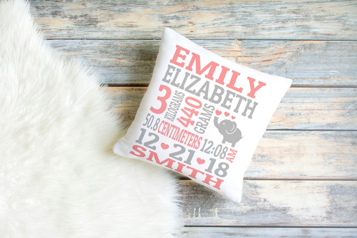 Elephant Baby Birth Announcement SVG DXF EPS Template, Birth Stats Svg ...