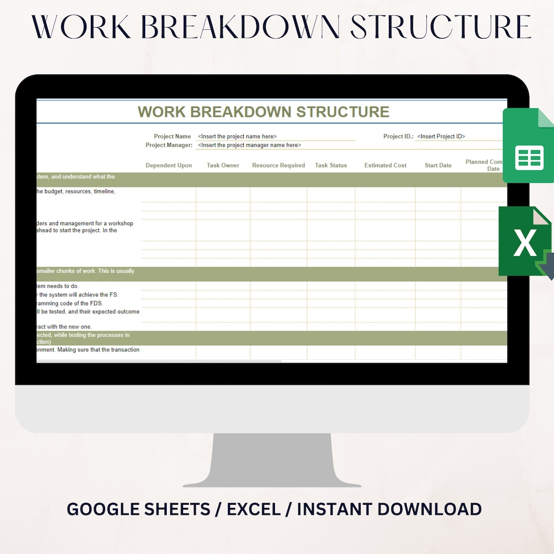 Work Breakdown Structure Spreadsheet Template, Google Sheet, Excel ...