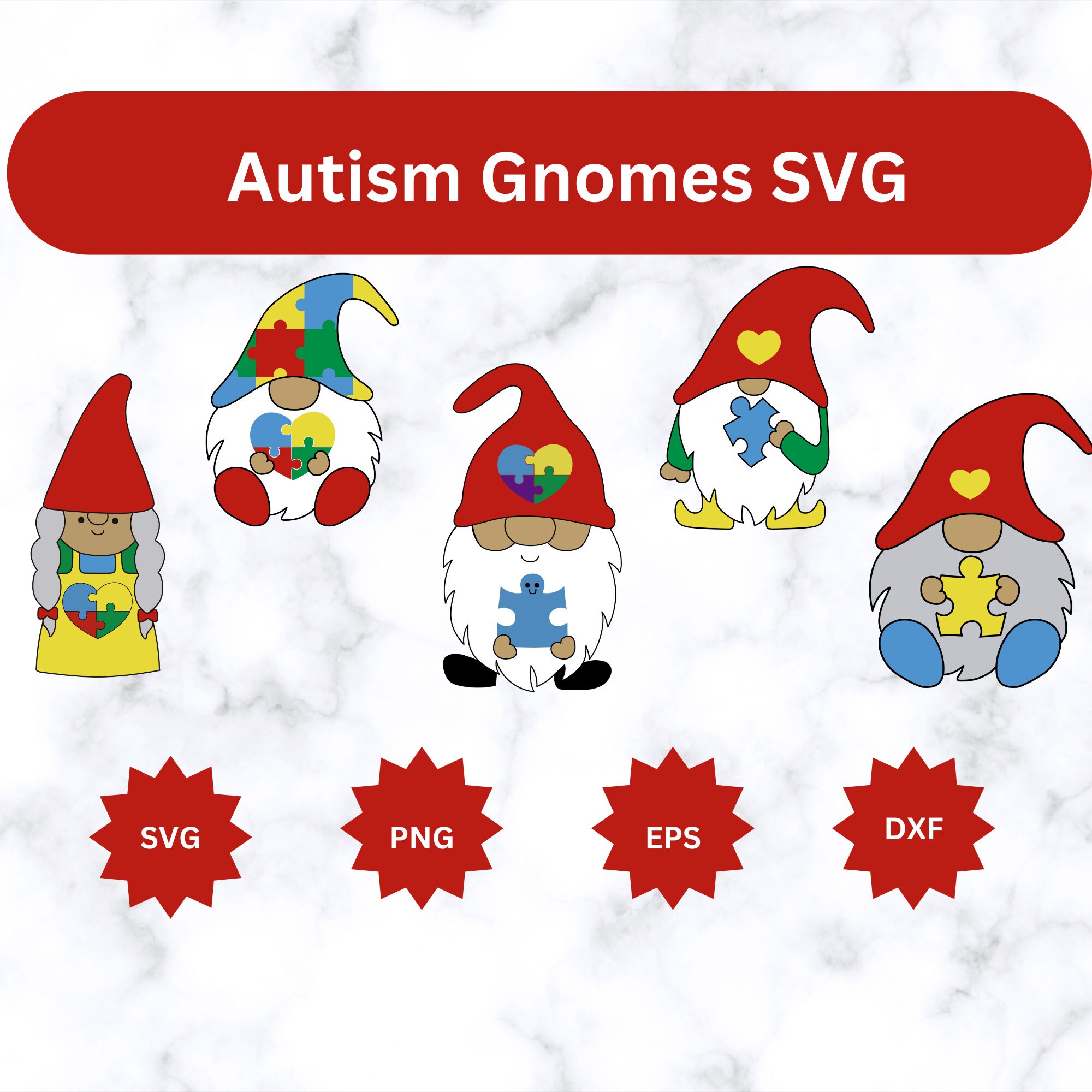 Autism Gnomes SVG Bundle - Cricut Files for Autism Awareness Crafts ...