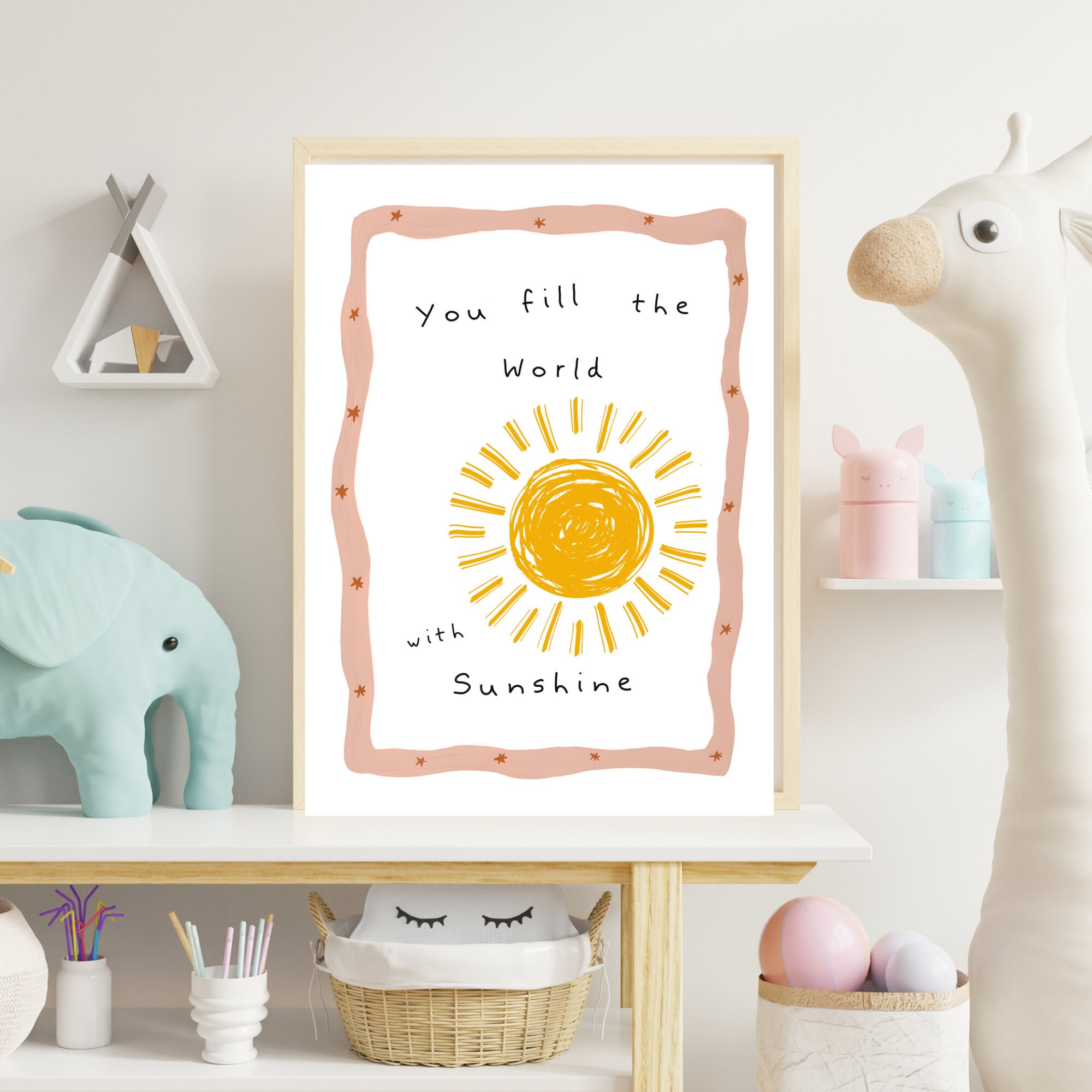 Sun Nursery Poster, Playroom Sun Wall Art, Sun Affirmation Digital ...