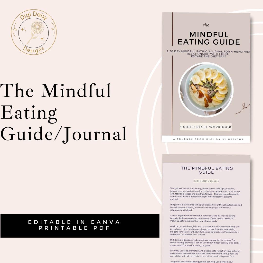 A 30 Day Mindful Eating Journal, Mindful Eating Guide, Wellness ...