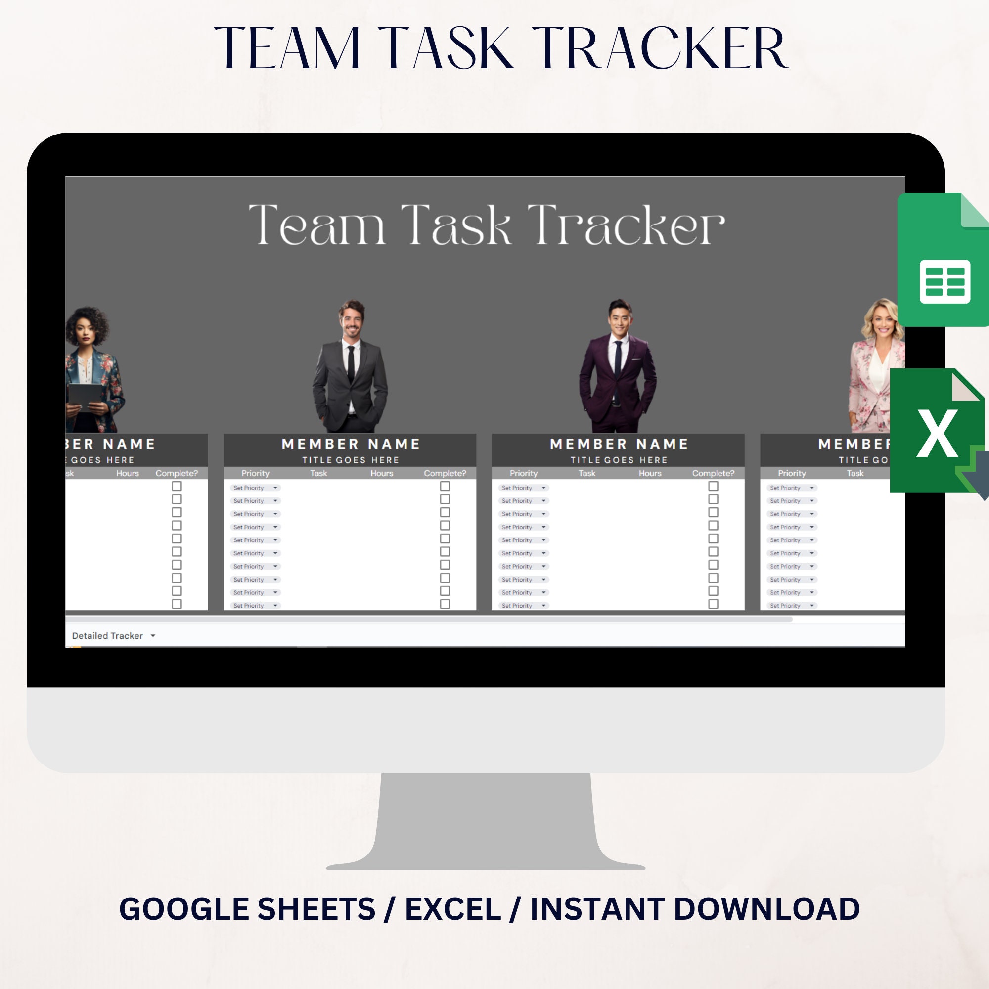 Task Management Google Sheet Team Task Tracker Spreadsheet Template ...