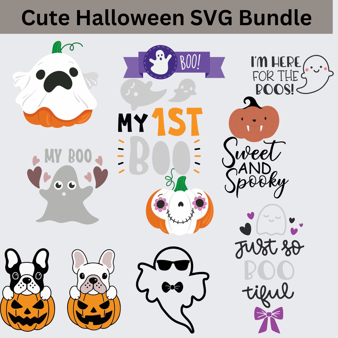 Cute Halloween SVG Cut Files for Cricut Designs & Sublimation, Spooky ...