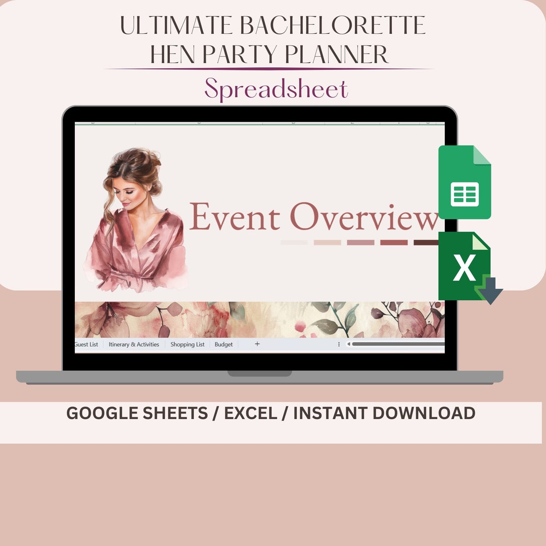 Ultimate Bachelorette Hen Party Planner Google Spreadsheet Editable ...