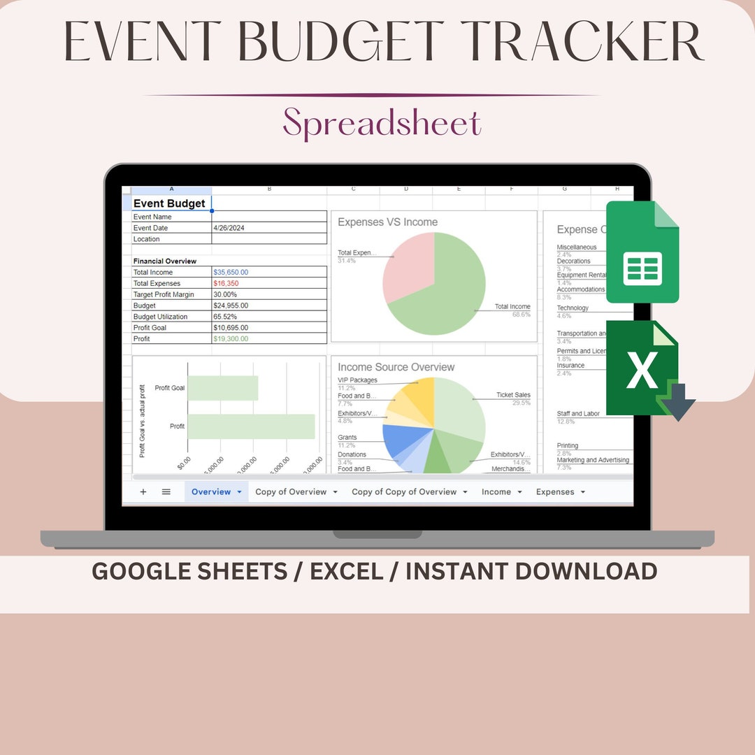 Event Budget Tracker Google Spreadsheet, Event Planner, Excel Events ...
