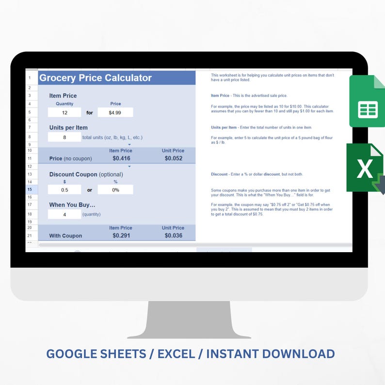 Grocery Cost Spreadsheet Template, Food Shopping Budget Excel ...