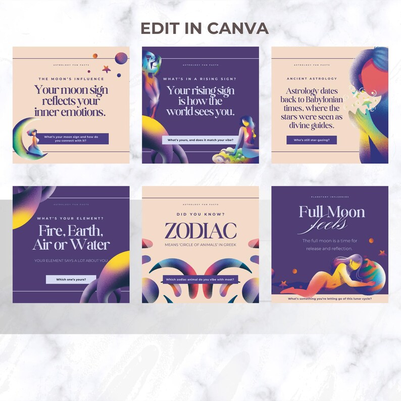 Astrology Social Media Templates Edit in Canva Instant Digital Download ...