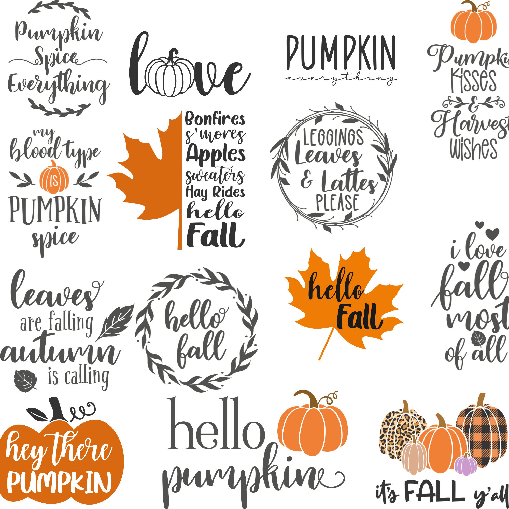 Fall SVG Bundle, Autumn PNG, Fall Designs, Clipart for Fall Crafts ...