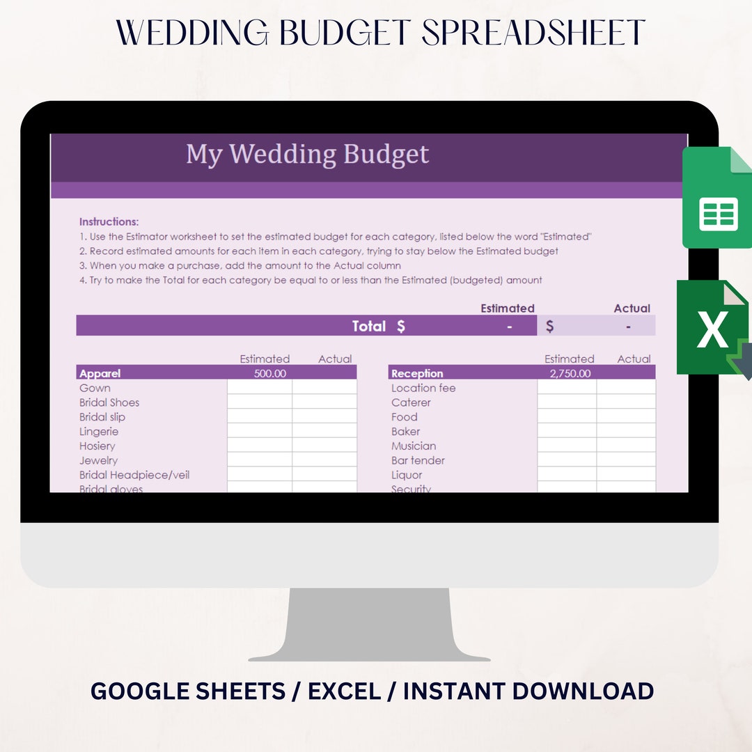 Wedding Budget Tracker Google Spreadsheet, Wedding Budget Planer ...