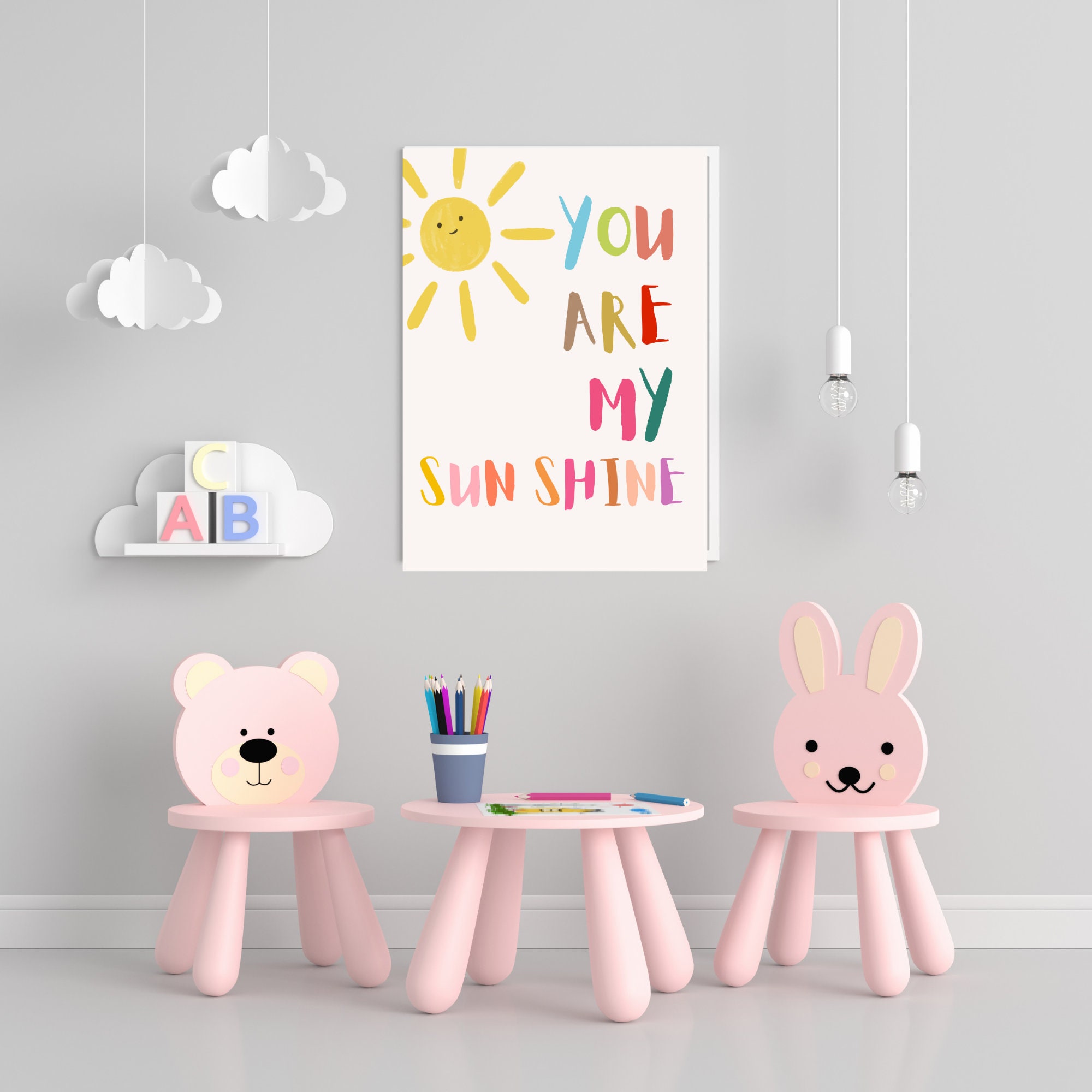 Sun Nursery Poster, Playroom Sun Wall Art, Sun Affirmation Digital ...