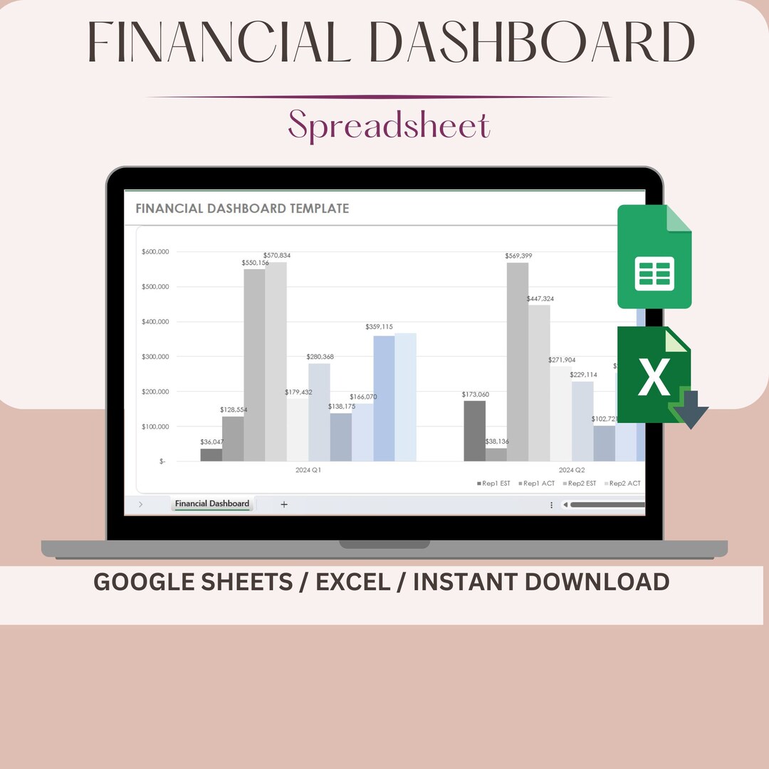 Financial Dashboard Business Excel Spreadsheet, Google Spreadsheet ...