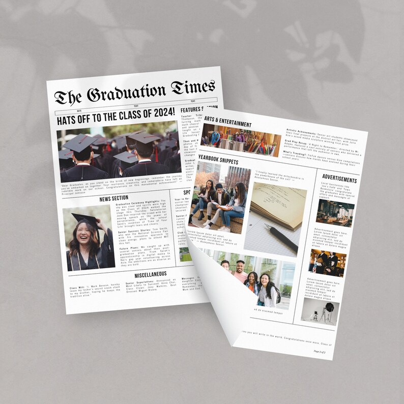 Newspaper Graduation Announcement Template With Photo, Graduation Party ...